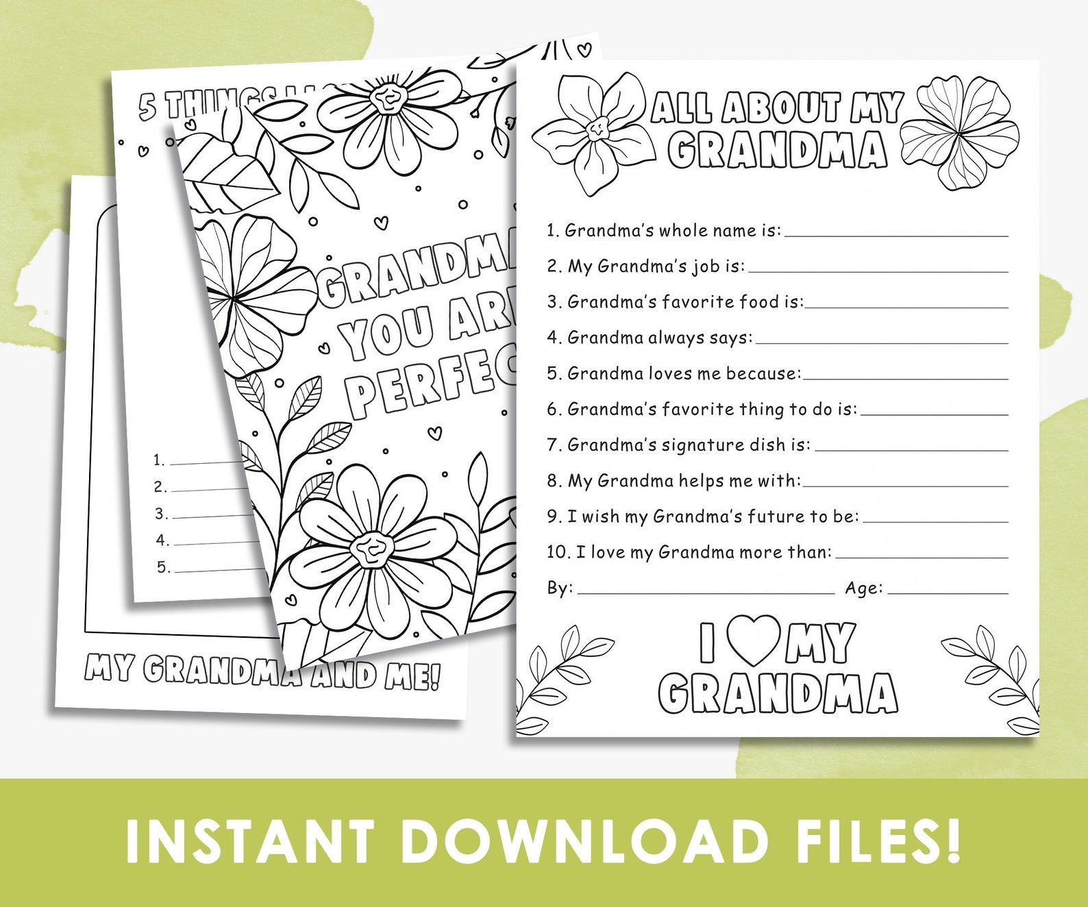 Grandma Gift From Grandkids All About My Grandma Mothers Day - Etsy