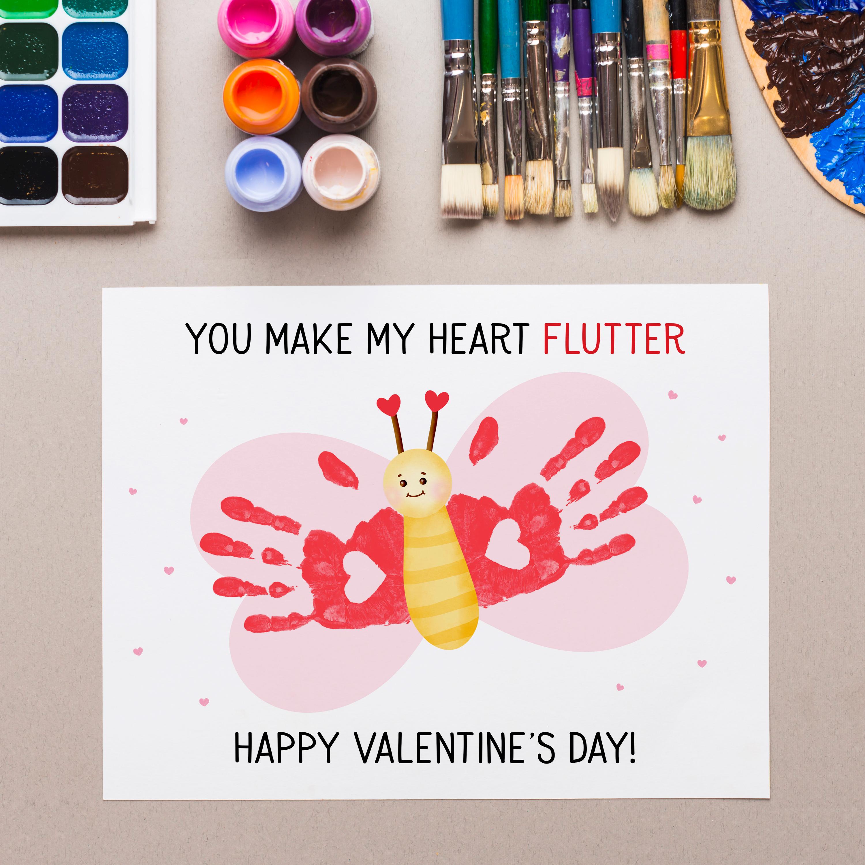 Butterfly Valentine's Day Handprint Art, Activity Crafts for Kids, DIY ...