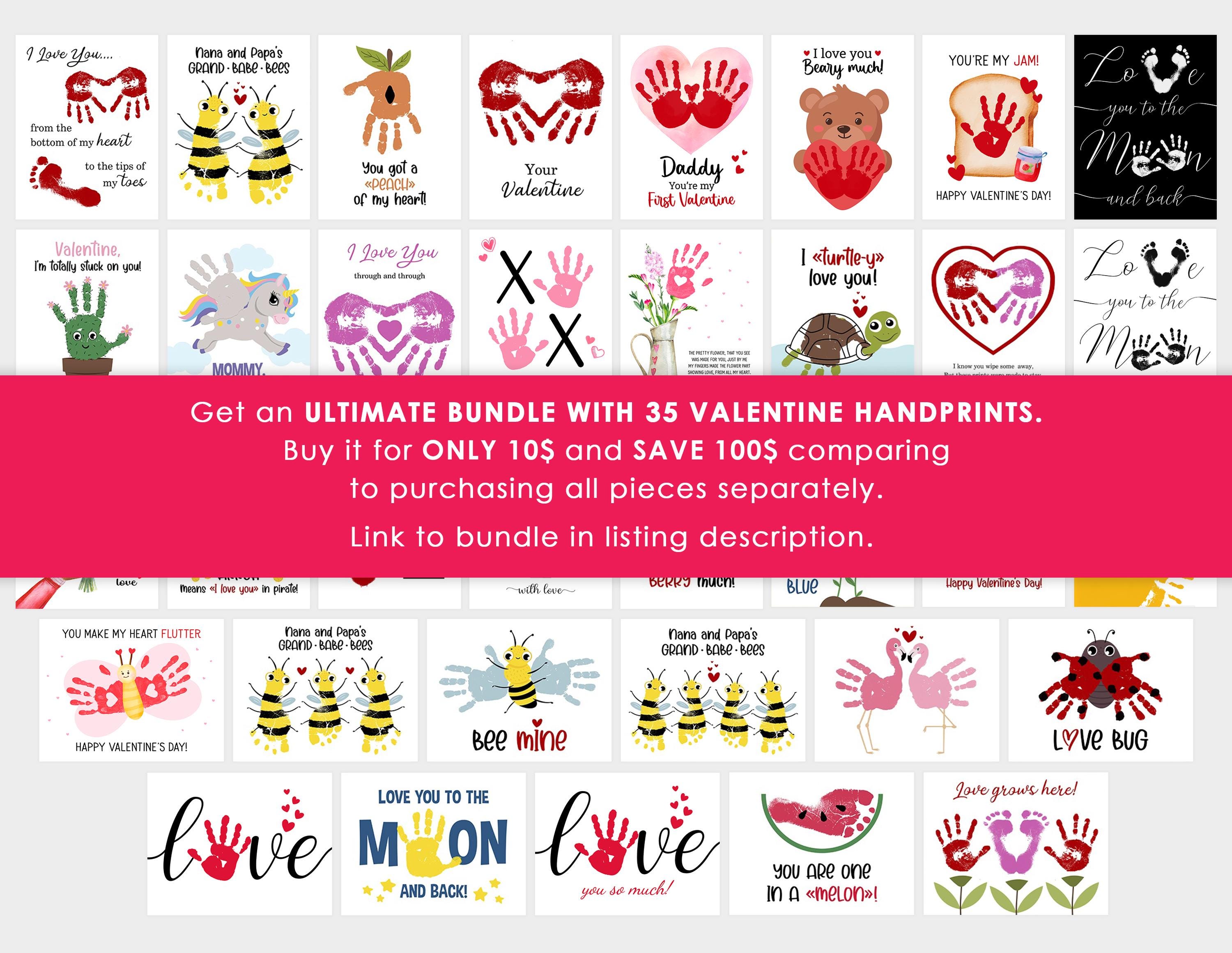 Handprint Art Valentine, Footprint Craft for Valentines Day, I Love You ...