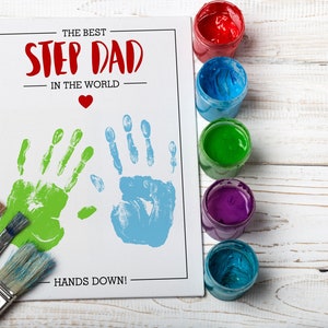 Step Dad Fathers Day Gift, Handprint Art Craft, DIY, Step Dad Gifts ...