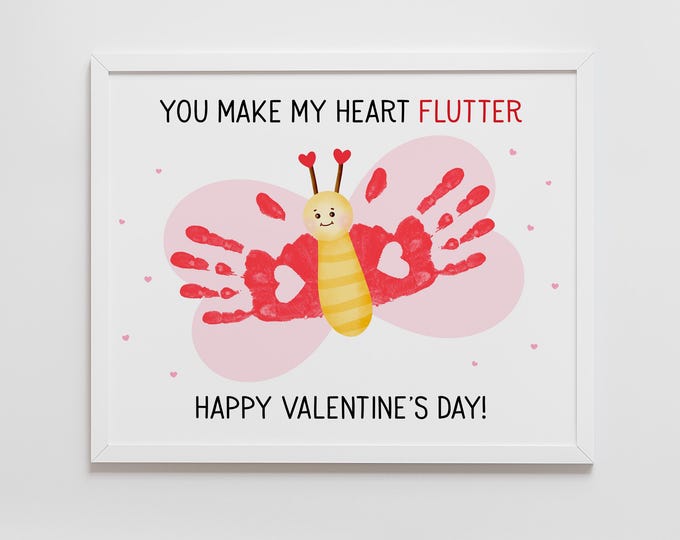 Butterfly Valentine's Day Handprint Art, Activity Crafts for Kids, DIY ...