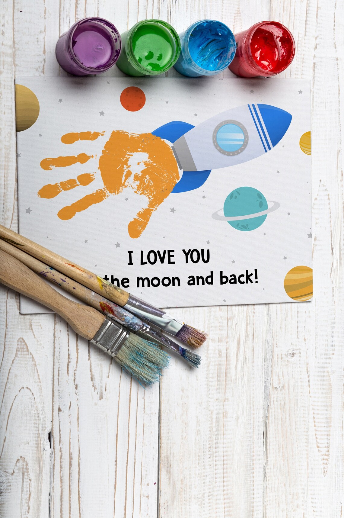 Handprint Art I Love You to the Moon and Back Fathers Day - Etsy