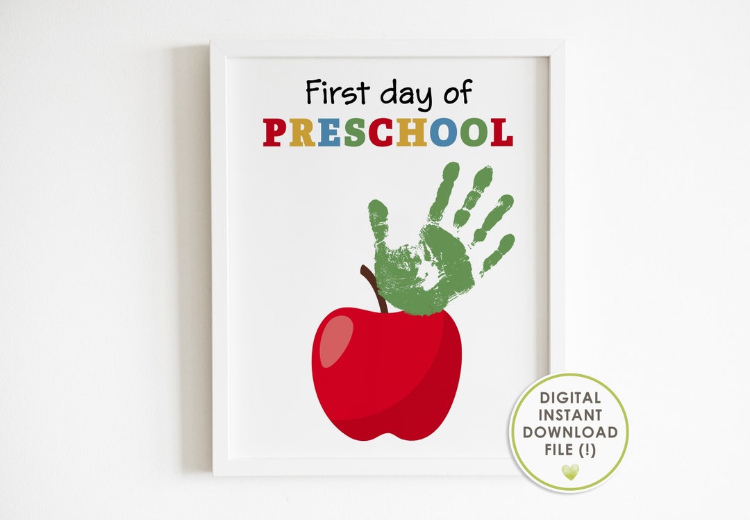 Handprint Art First Day of Preschool Printable Preschool - Etsy