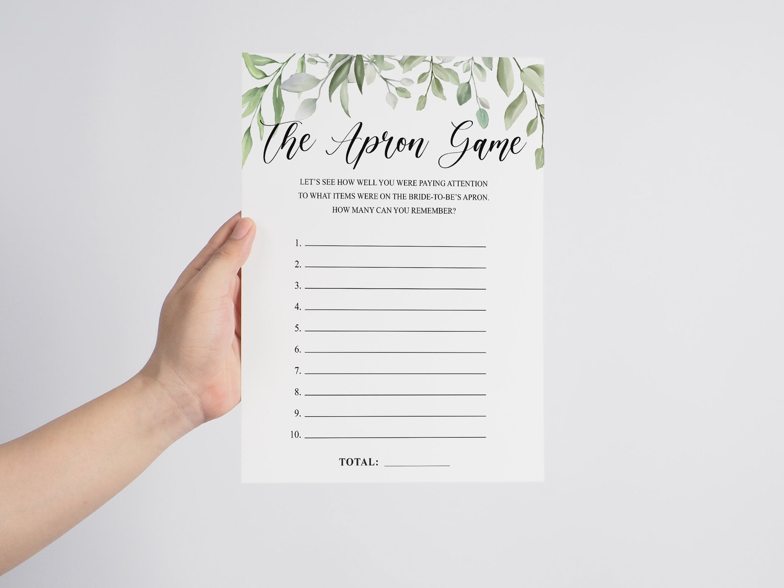 The Apron Game Greenery Bridal Shower Game Foliage Apron - Etsy