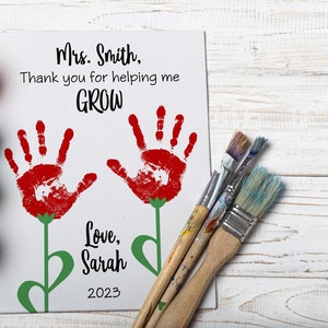 Thank You for Helping Me Grow, Handprint Art Craft, Kids Keepsake ...