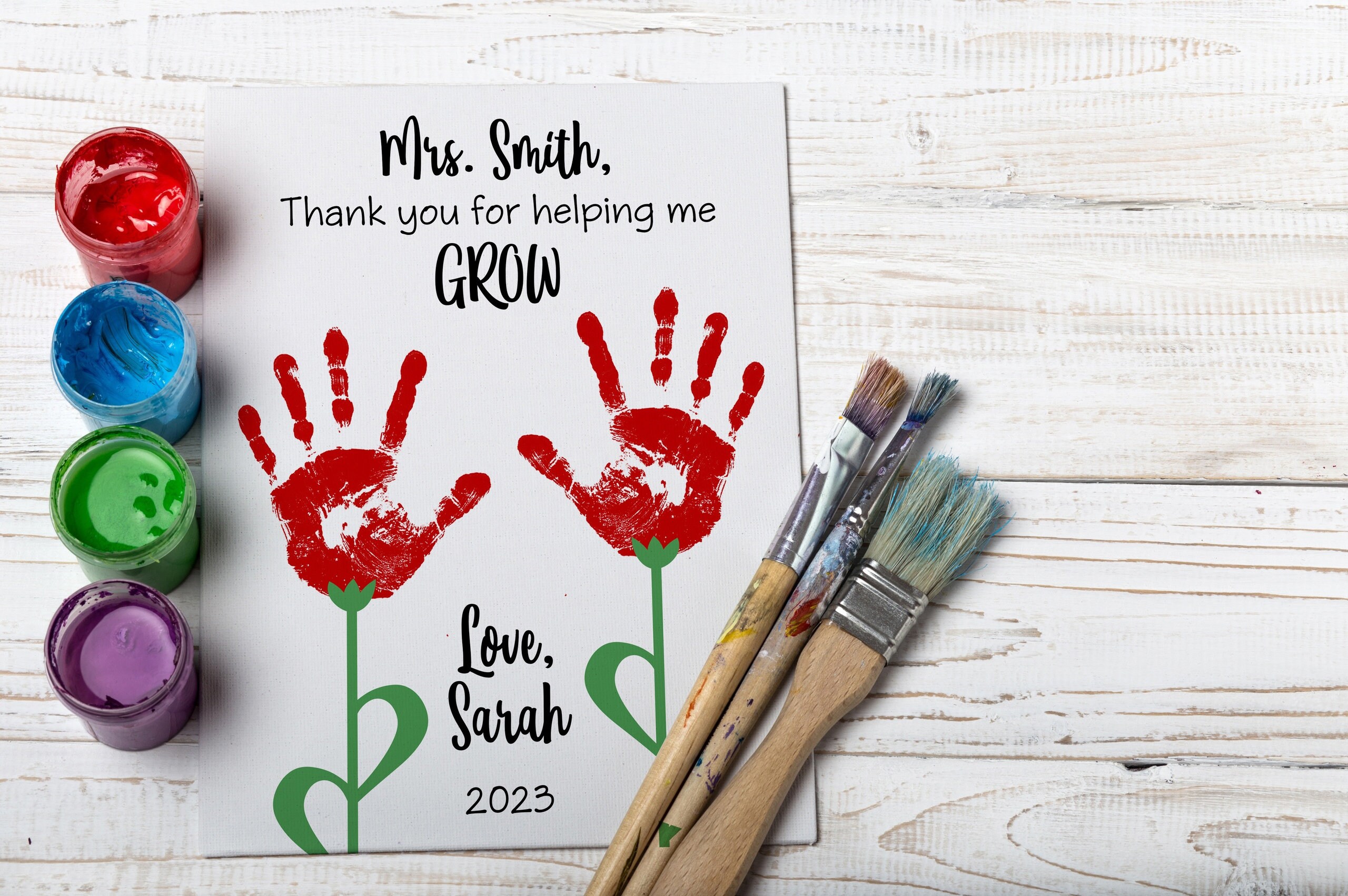 Thank You for Helping Me Grow Handprint Art Craft Kids - Etsy