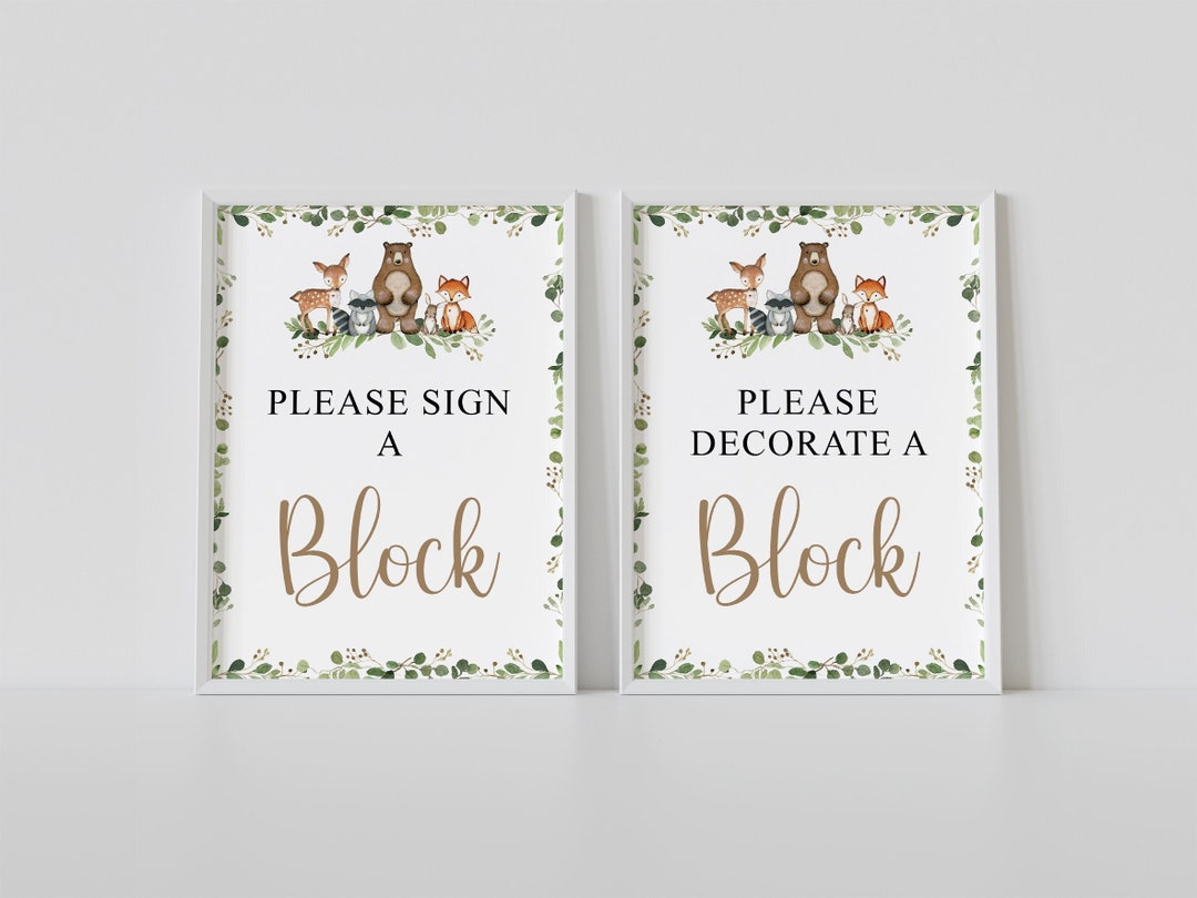 Decorate a Block Sign, Woodland Baby Shower, Decorate a Block for the ...