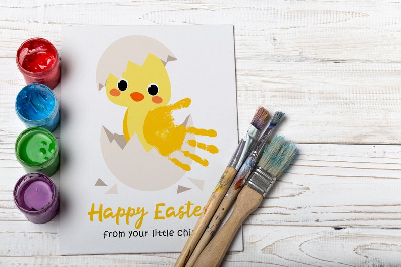 Baby Chick Handprint Art Printable Easter Craft Keepsake for - Etsy
