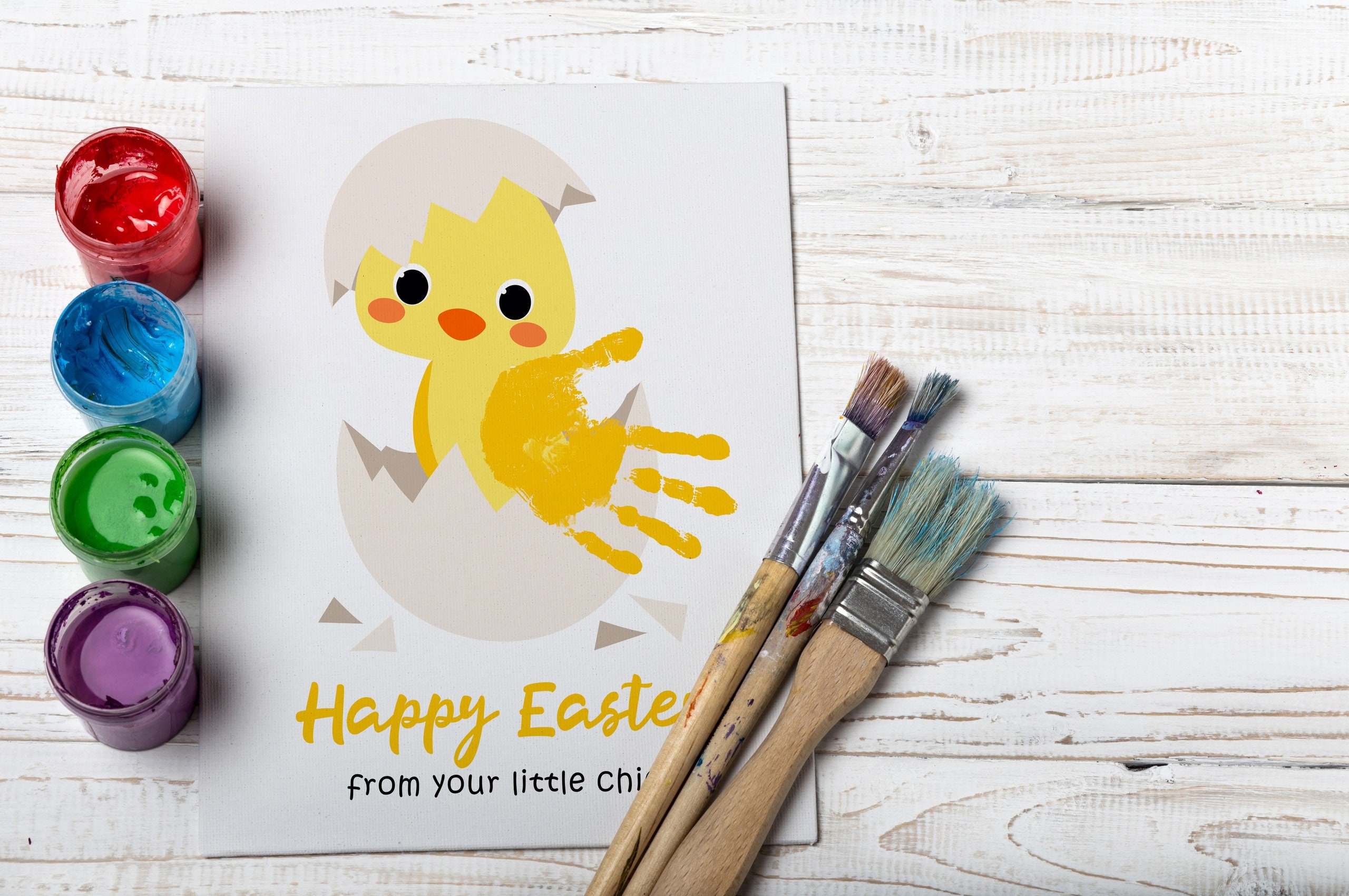 Baby Chick Handprint Art Printable Easter Craft Keepsake for - Etsy
