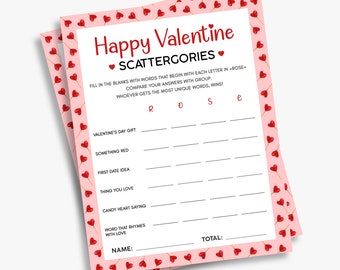 Printable Valentine's Day Scattergories Party Game, Instant Download - Etsy