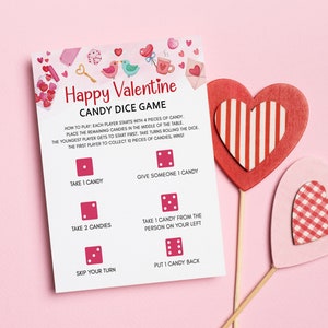 Valentines Candy Dice Game for Kids, Valentine's Day Classroom Kids ...