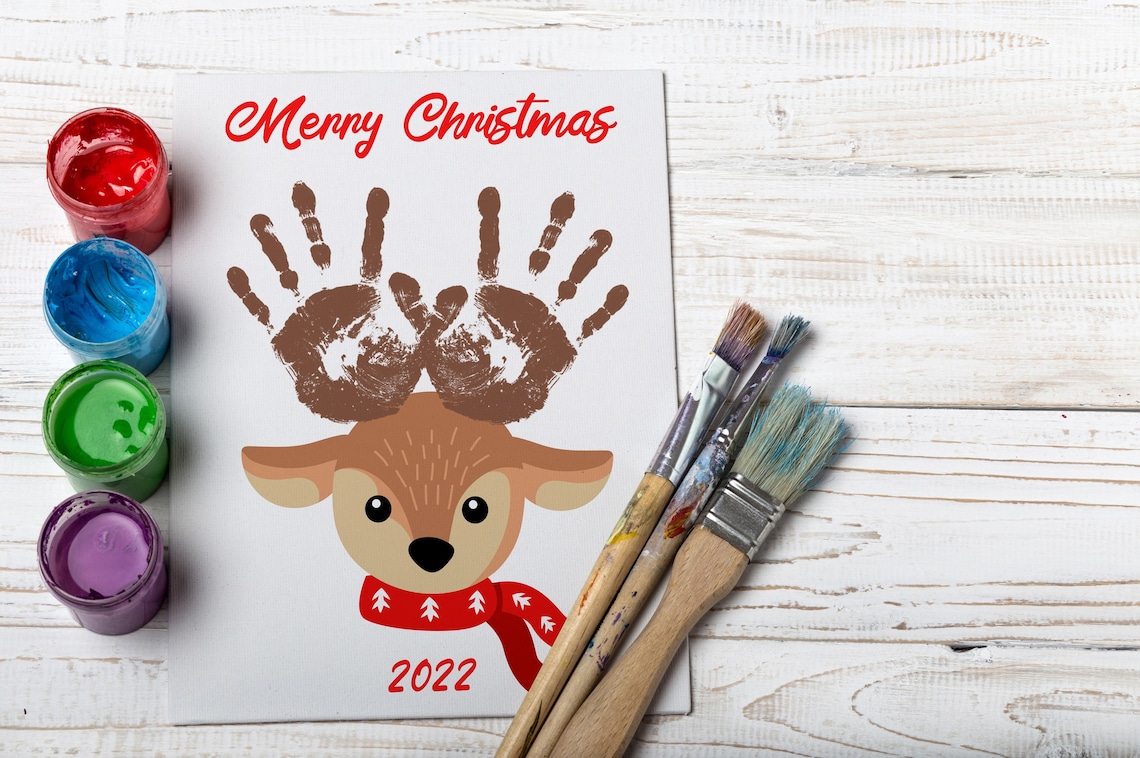 Handprint Christmas Craft Reindeer Handprint Art Christmas - Etsy
