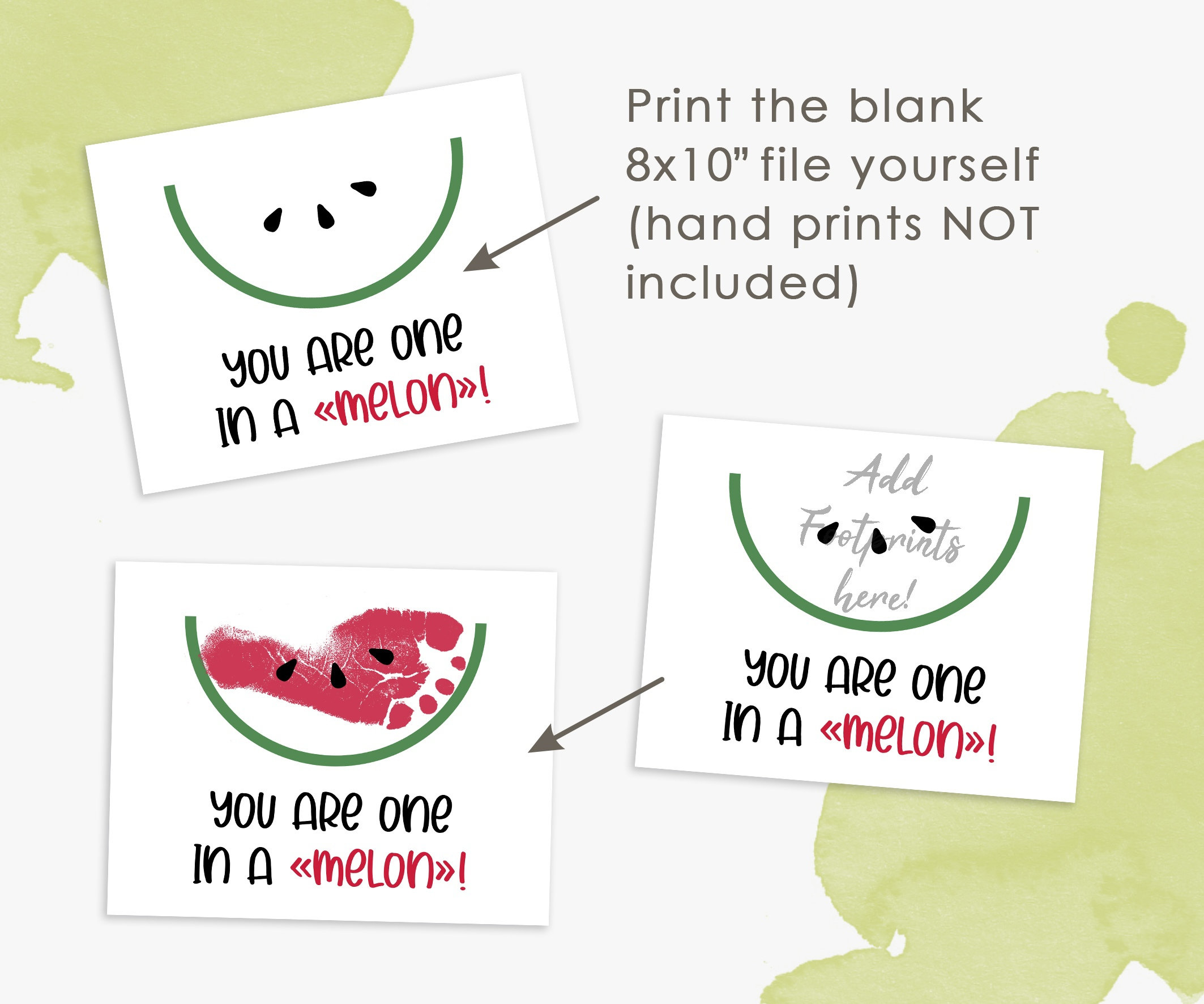 Watermelon Valentines Day Footprint Art DIY Card From Baby - Etsy
