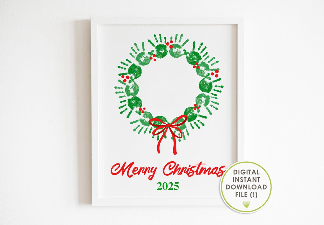 My First Christmas, Handprint Art, Wreath Handprint Art, Christmas ...