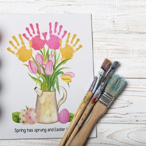 Easter Flower Bouquet Handprint Art Craft for Kids, Preschool Activitiy ...
