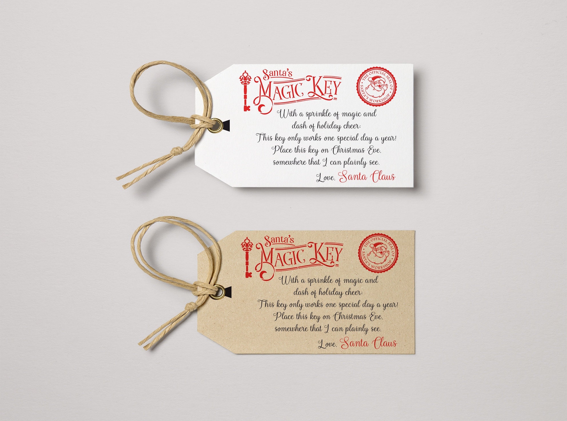 Printable Santa Magic Key Tag Handmade Christmas Key Tag - Etsy