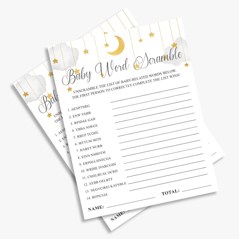 Baby Word Scramble Game, Twinkle Twinkle Little Star, Baby Shower ...