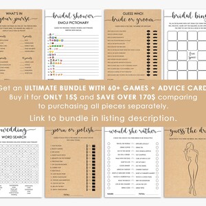 Who Am I, Rustic Bridal Shower Game, Kraft Black & White, Printable ...