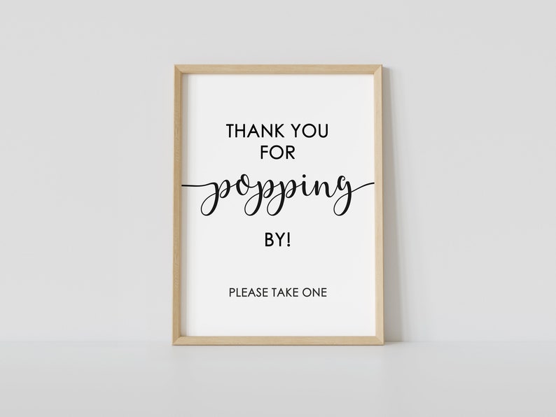 Thanks for Popping By Printable Sign Minimalist Black & - Etsy