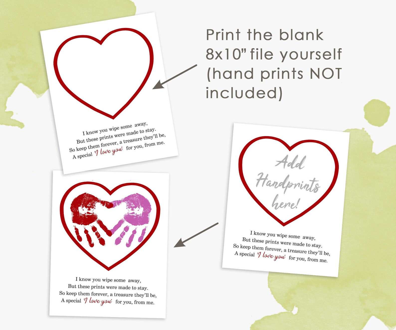 I Love You Handprint Art, Printable Handprint Art Valentine, Kids and ...