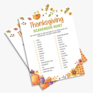 Thanksgiving Scavenger Hunt, Thanksgiving Game, for Adults, for Kids ...