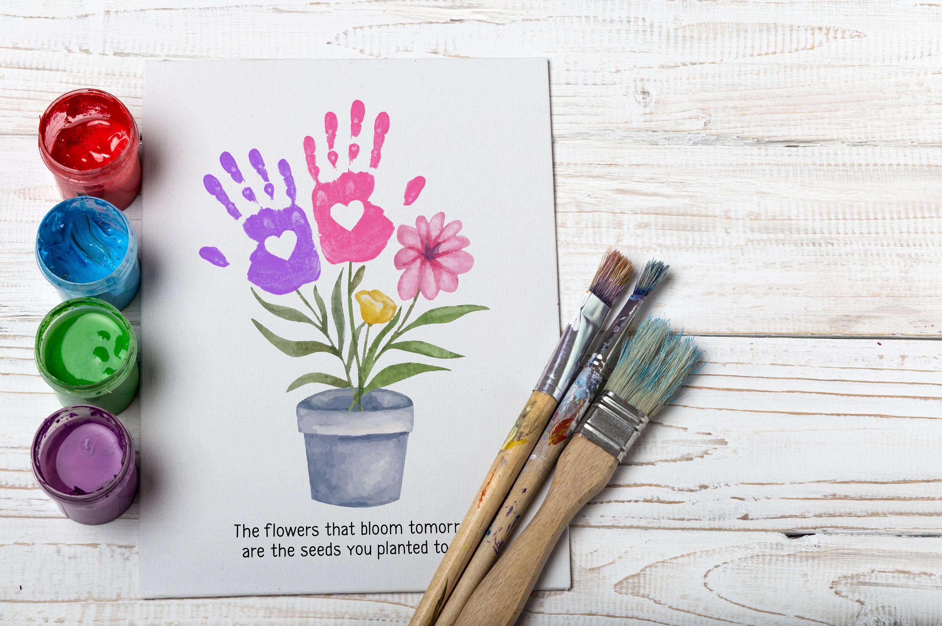 Teacher Appreciation Gift, Flower Handprint Art Craft, DIY, Preschool ...
