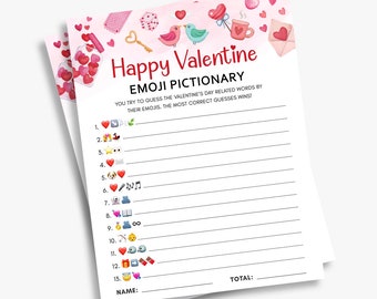 Valentines Day Emoji Pictionary Game, for Kids, Valentine's Day ...