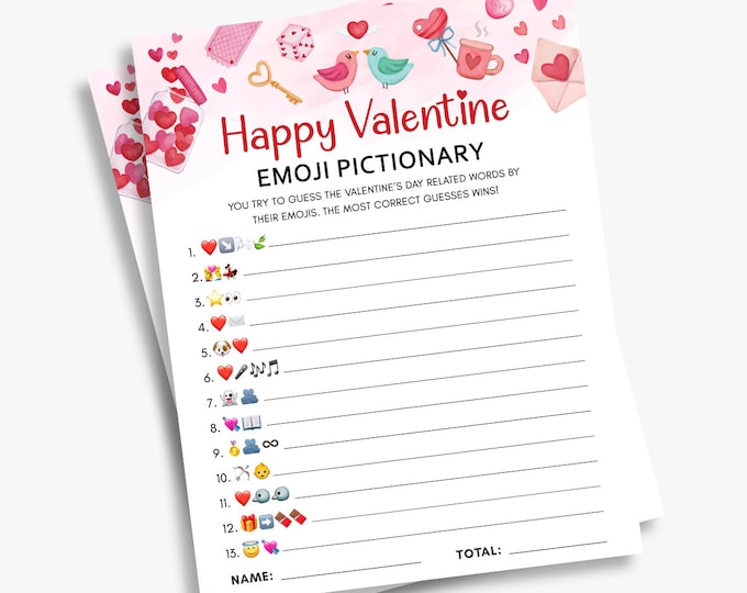 Valentines Day Emoji Pictionary Game, for Kids, Valentine's Day ...