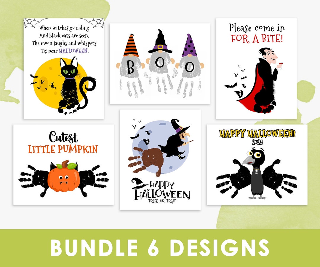 Handprint Art for Halloween, BUNDLE, Craft Ideas for Kids, Halloween ...