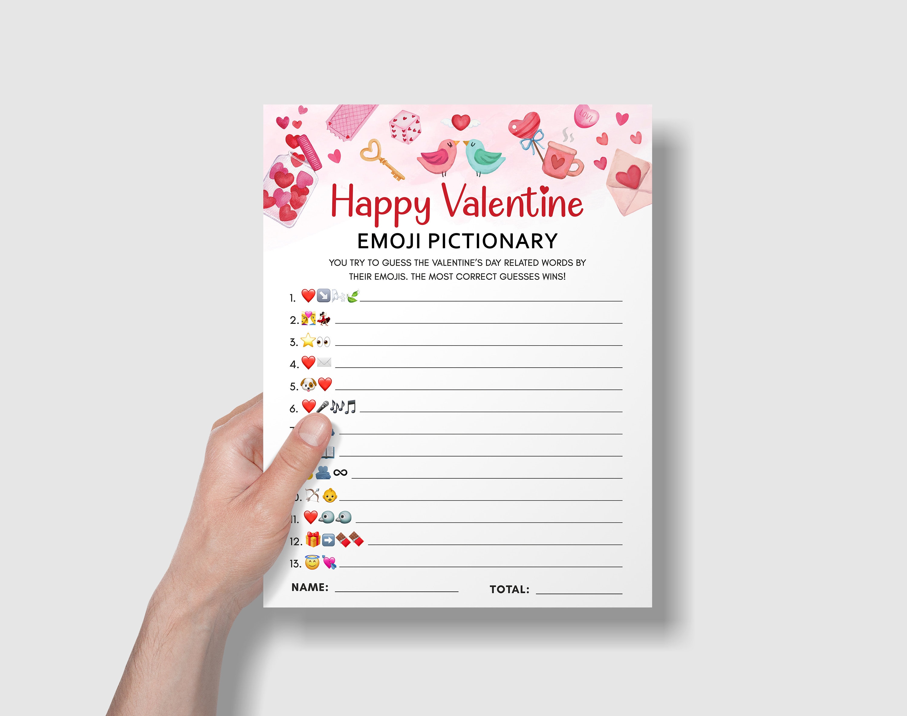 Valentines Day Emoji Pictionary Game, for Kids, Valentine's Day ...