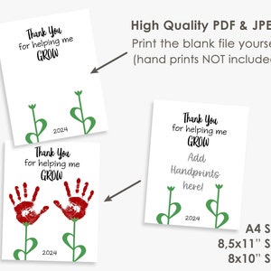 Thank You Gift Teacher, Printable Handprint Art, Thank You for Helping ...