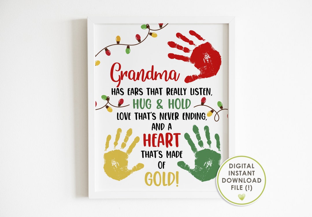 Christmas Gift for Grandma, From Kids From Toddlers, Handprint Art ...