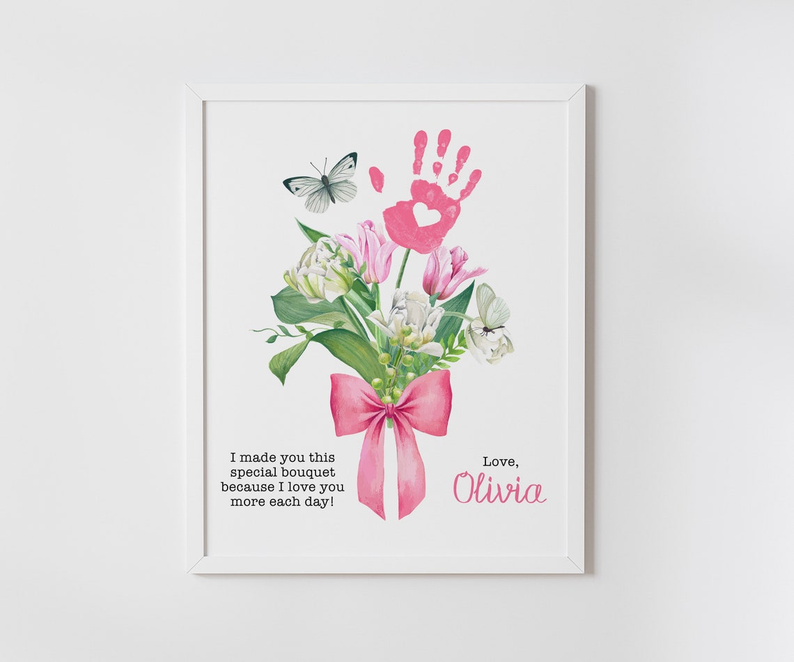 Flower Bouquet Handprint Art Craft for Mother's Day, DIY, Gift From ...