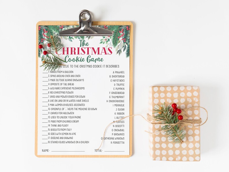 Christmas Cookie Quiz Game, Holiday Class Party Games, Christmas Cookie ...