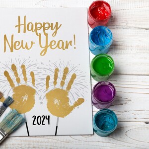 2024 Happy New Year, Handprint Art, New Years Craft, for Baby, for ...