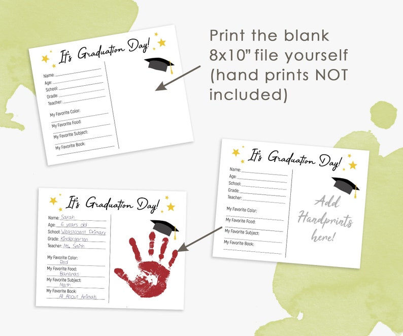 Kindergarten Graduation Keepsake Sign Handprint Art - Etsy