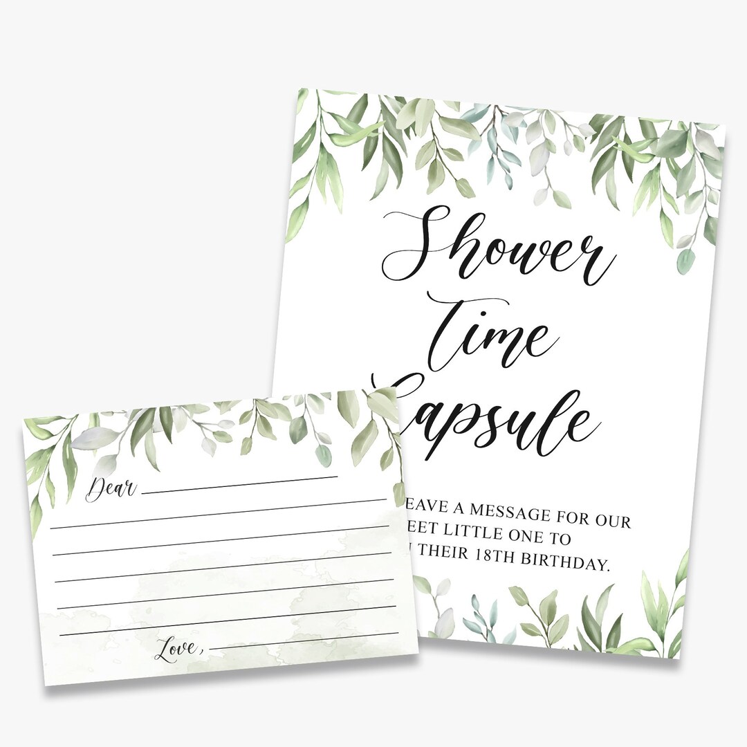 Baby Shower Time Capsule, Sign Cards, Greenery, Baby Time Capsule ...