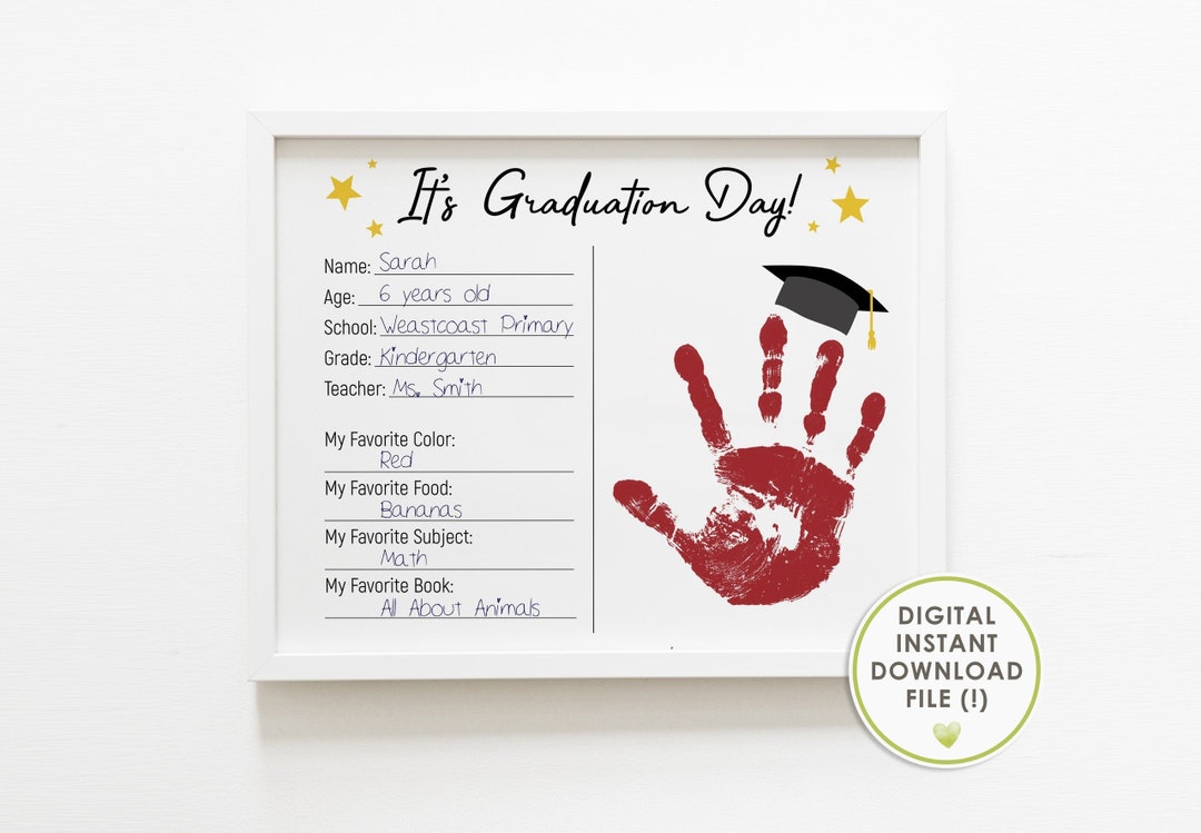 Kindergarten Graduation Keepsake Sign, Handprint Art, Kindergarten ...