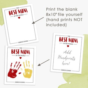 Handprint Art for Mothers Day Best Mom in the World INSTANT | Etsy