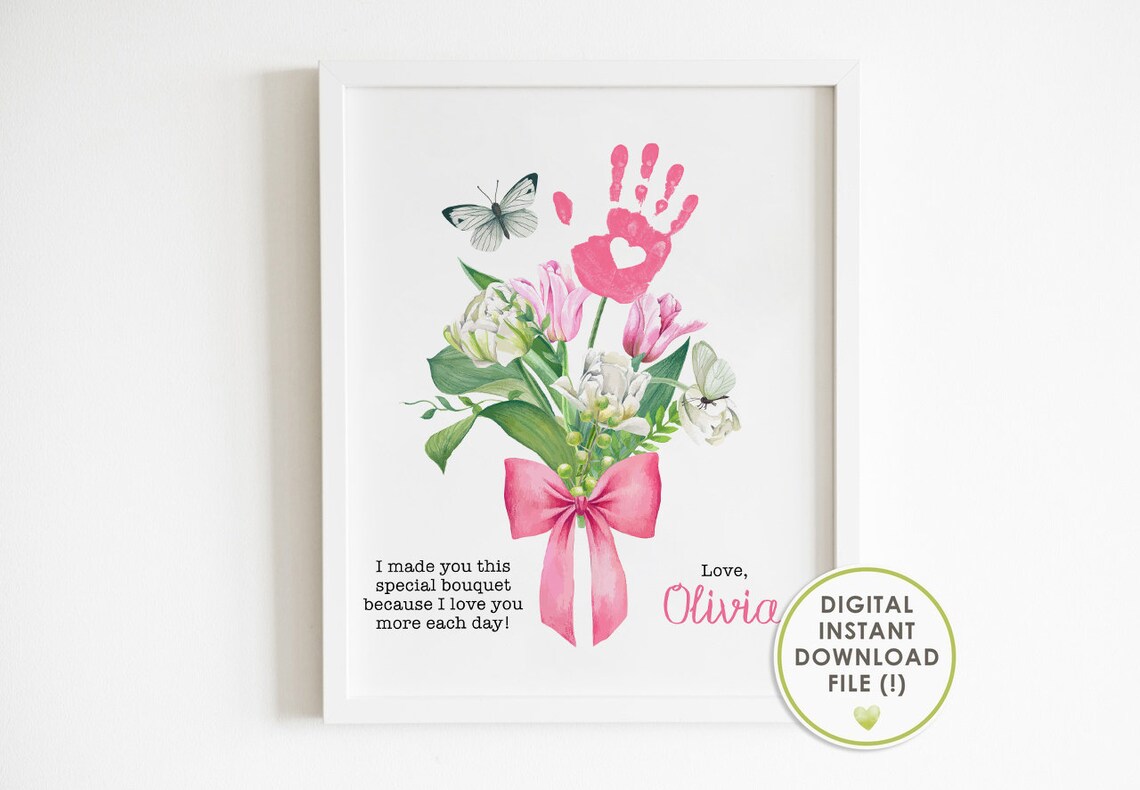 Flower Bouquet Handprint Art Craft for Mother's Day, DIY, Gift From ...