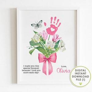 Flower Bouquet Handprint Art Craft for Mother's Day, DIY, Gift From ...