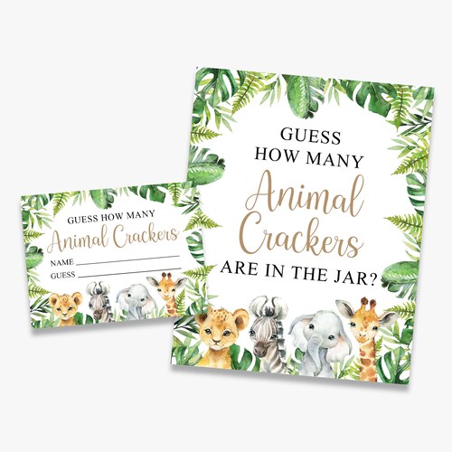 Gold Safari Guess How Many Game Safari Baby Shower Jungle - Etsy