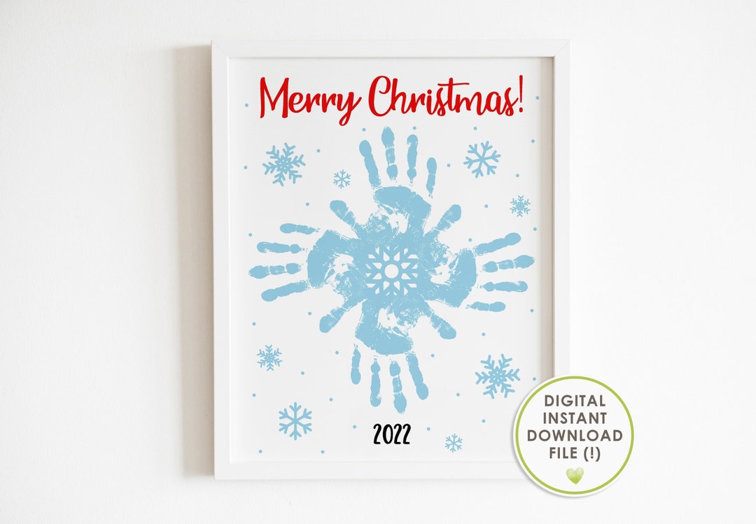 Snowflake Handprint Art Christmas Kids Craft Keepsake 2022 - Etsy