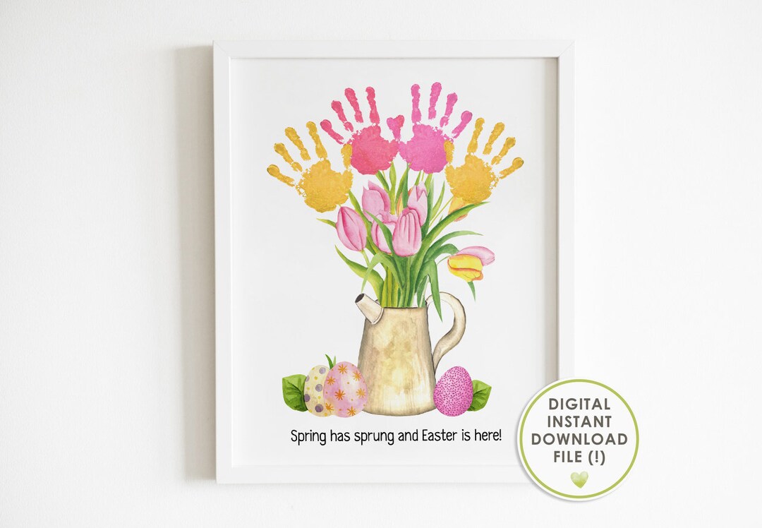 Easter Flower Bouquet Handprint Art Craft for Kids, Preschool Activitiy ...