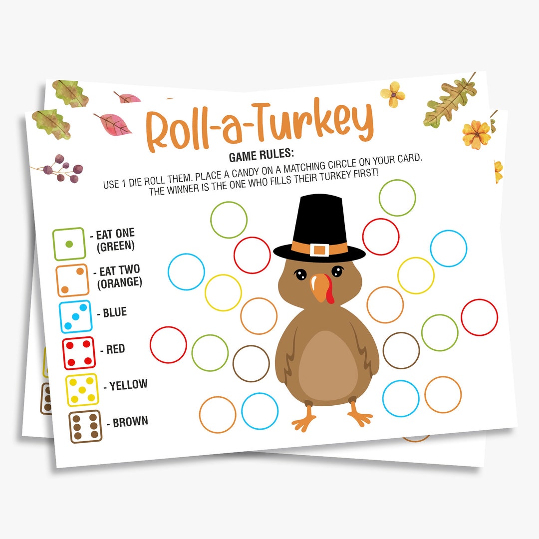 Roll a Turkey Thanksgiving Game: Fun Dice Activity (printable Instant ...