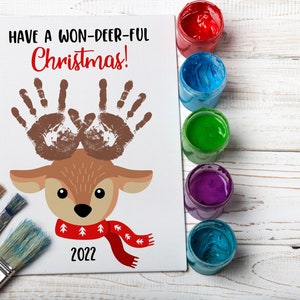 Handprint Art Christmas Crafts for Kids Reindeer DIY - Etsy