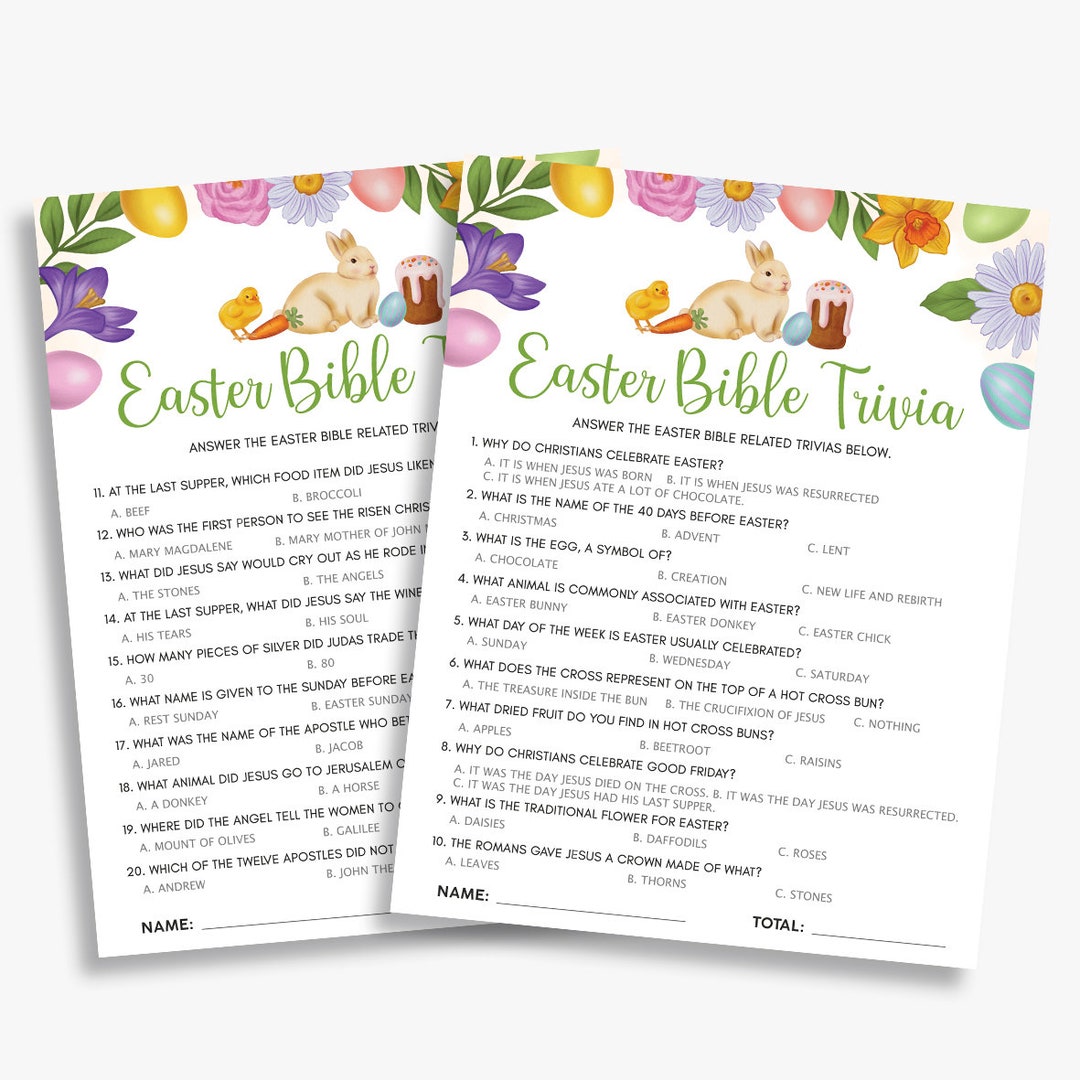 Easter Biblia Trivia Game, for Kids | for Adults | for Family, Easter ...