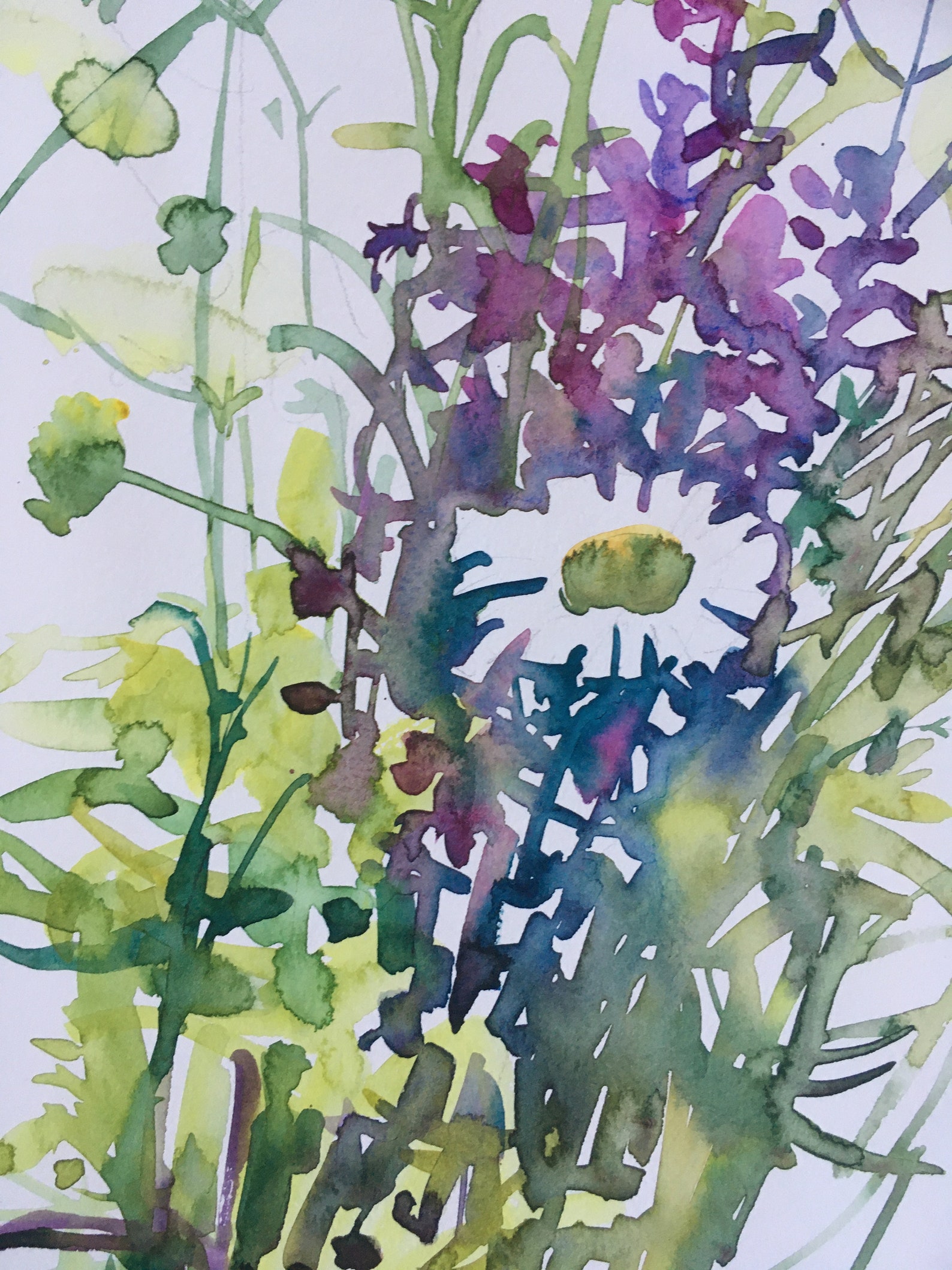 Original Aquarell Malerei Wiesenblumen Aquarell Blumen | Etsy