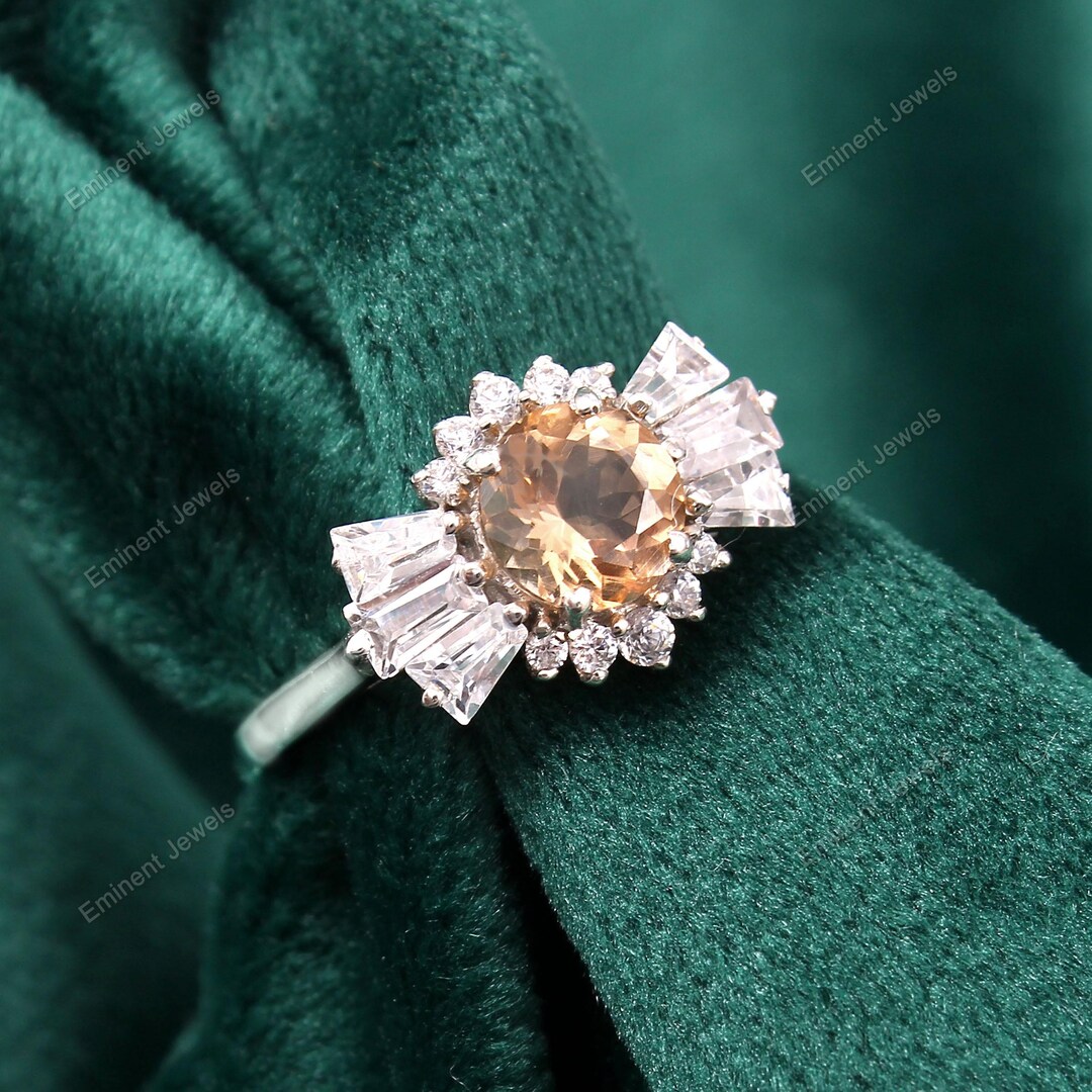 Art Deco Engagement Ring Ravishing Real Morganite Engagement Ring for ...