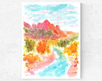 Red Rock Canyon Watercolor - Etsy